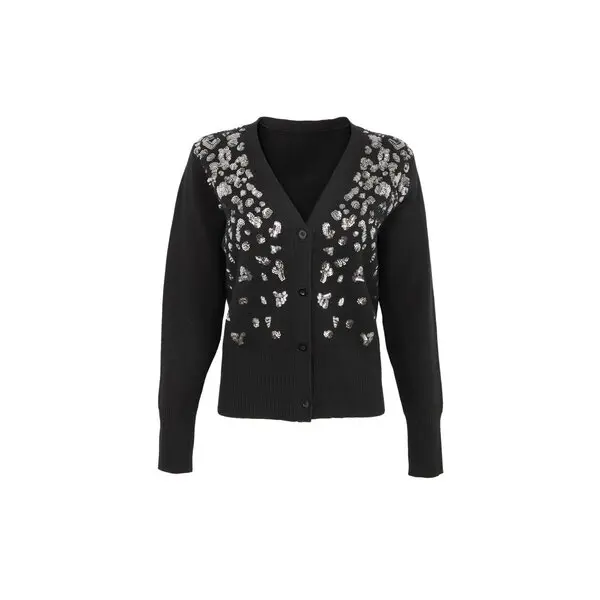 Saachi Deco Drip Sparkle Cardigan - Black