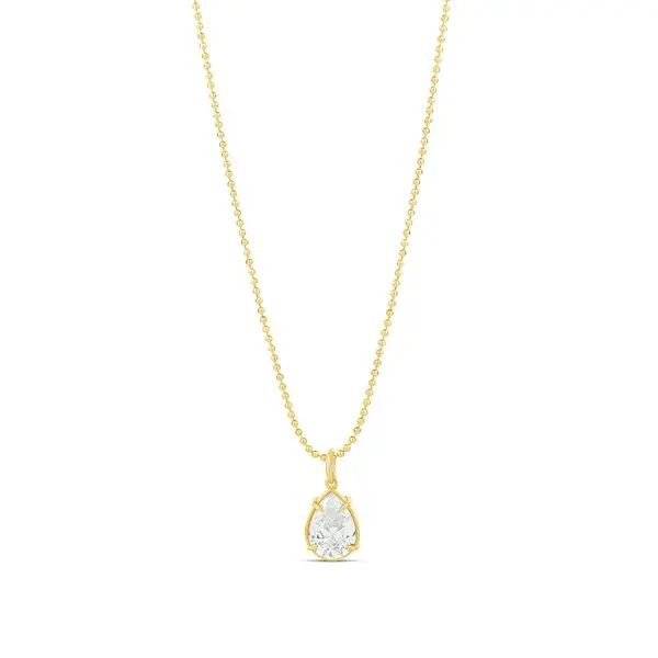 SHYMI Pear Shape Stone On A Beaded Ball Chain - Gold