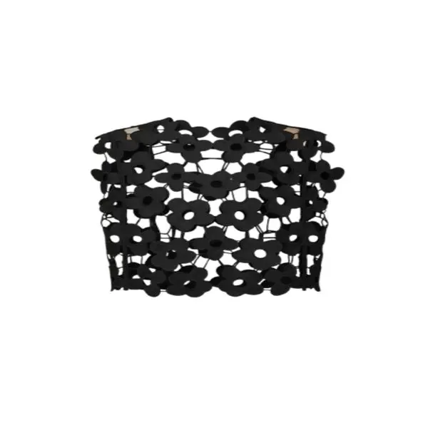 Saachi Floral Open Knit Vest Top - Black