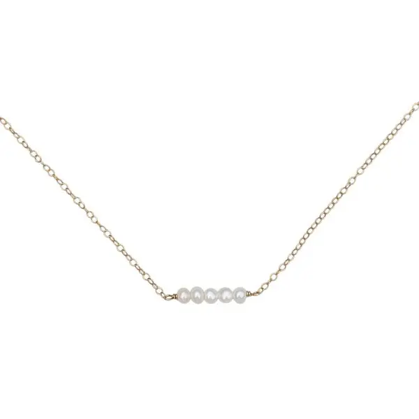 KIRI & BELLE Eliana Tiny Pearl Bar Filled Necklace - Gold
