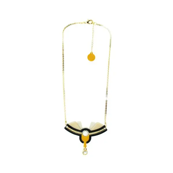 GISSA BICALHO Neutrals Acrylic Handmade Necklace Alamanda Kahki - Yellow