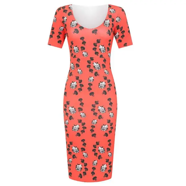 SOPHIE CAMERON DAVIES Floral Cotton Midi Dress - Red