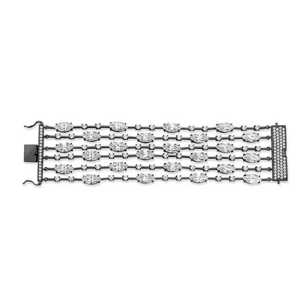 SALLY SKOUFIS White / Black Regen Bracelet With Made Cz Diamond Stimulant In Premium Black Rhodium - White/black