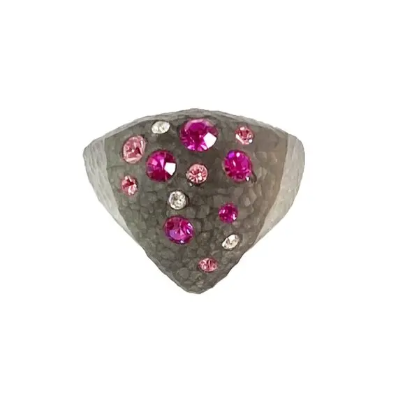 GOLD & HONEY Orange / Black Triangle Shield Ring With Swarovski Crystals In Black - Orange/black