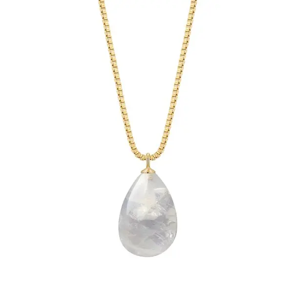 KATY FAYE Neutrals / Blue / White September Moonstone Necklace - Blue/white