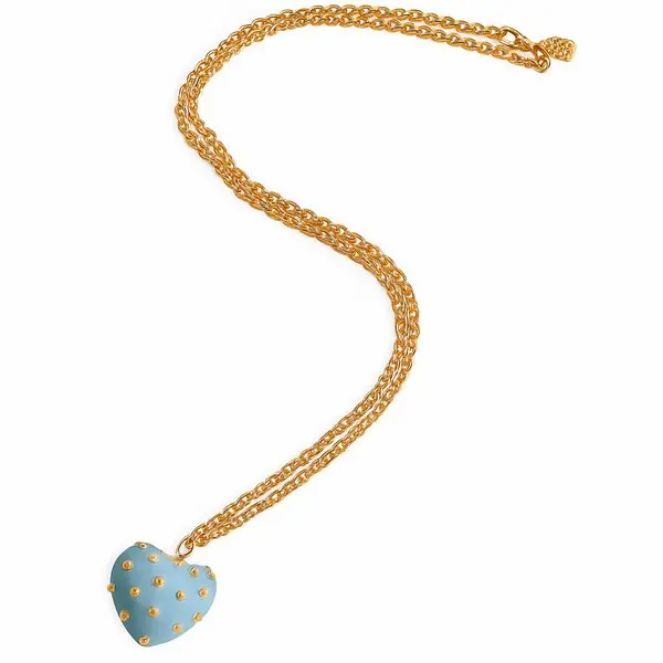 MICHAEL NASH JEWELRY Ophelia Aqua Resin Studded Heart Pendant - Blue