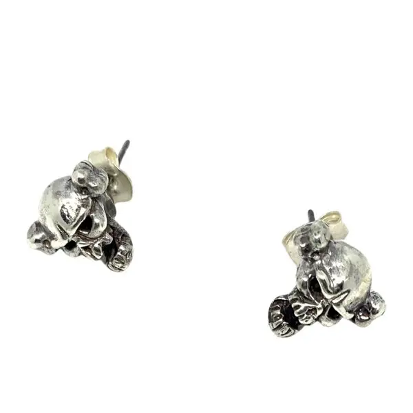TG-JEWELLERY BY TAMARA GERVASIO Silver / Black Sterling Silver Skull Bone Stud Earrings – Handcrafted Gothic Style - Silver/black