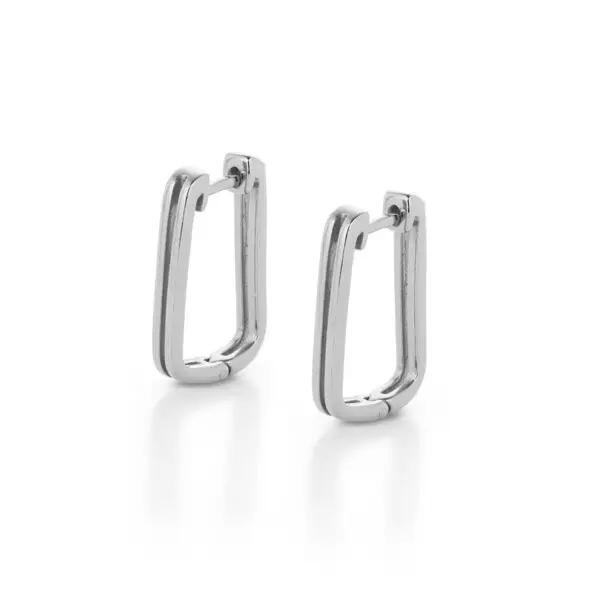 NELLOU JEWELLERY Double Oblong Hoop Earrings Sterling - Silver