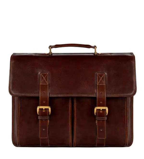 TIME RESISTANCE Leather Satchel Bag The Time Machine - Brown