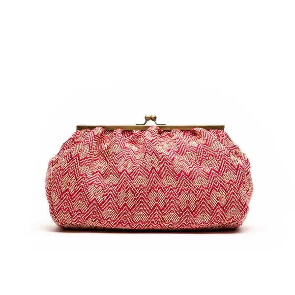 DANNI RO Neutrals Porto Clutch Raffia Strawberry Color - Orange