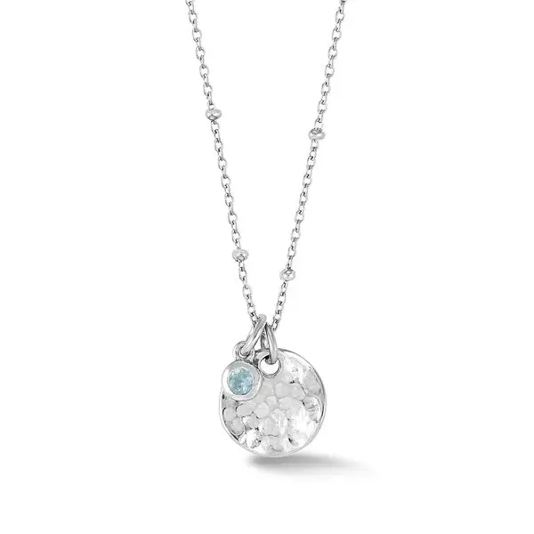 DOWER & HALL Hammered Disc & Aquamarine Array Necklace In Sterling - Silver