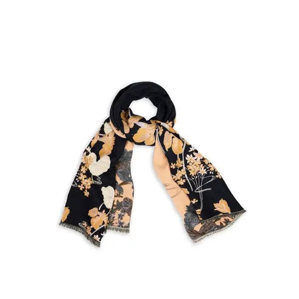 Saachi Floral Reversible Scarf - Black