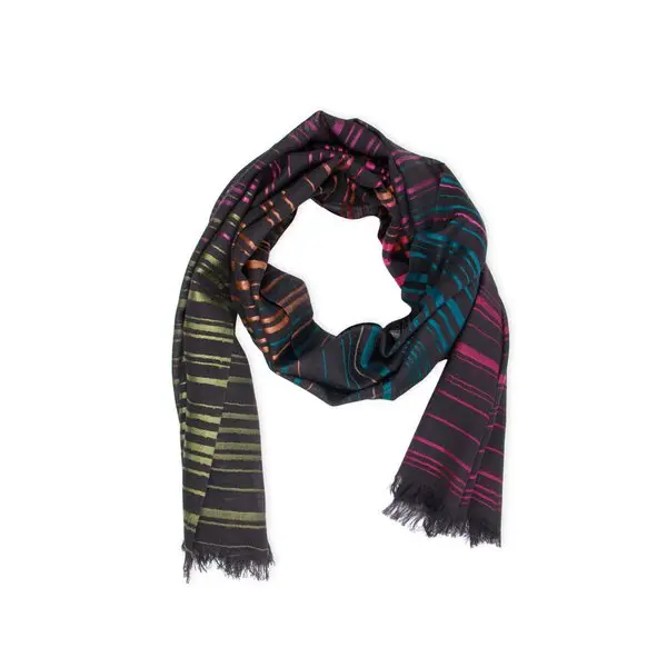 Saachi Multicolored Striped Scarf - Black