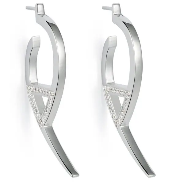 TOOLALLY Flick Earrings Sterling & Cubic Zirconia - Silver