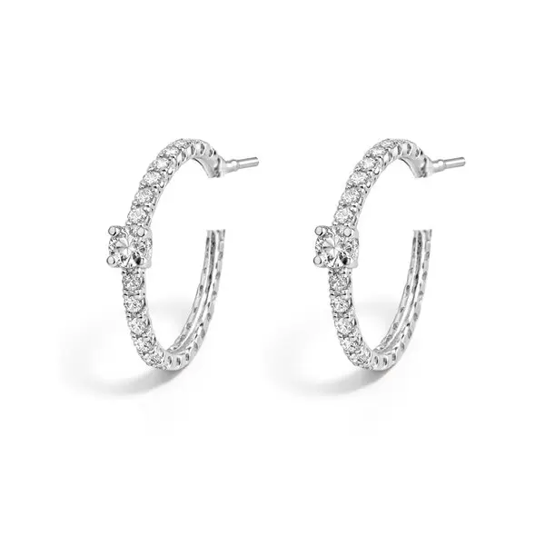 MAISON DE GALA Crystal Accent Hoop Earrings - Silver