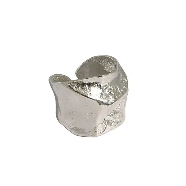 JANUS EDINBURGH Sterling Nevis Textured Organic Shaped Chunky Ring Adjustable - Silver