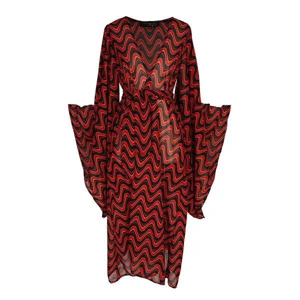 JENNAFER GRACE Black / Red Cosmos Kimono - Black/red