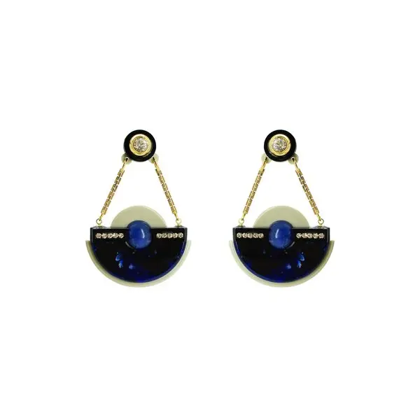 GISSA BICALHO Handmade Acrylic Earring Pendant Nebula - Blue