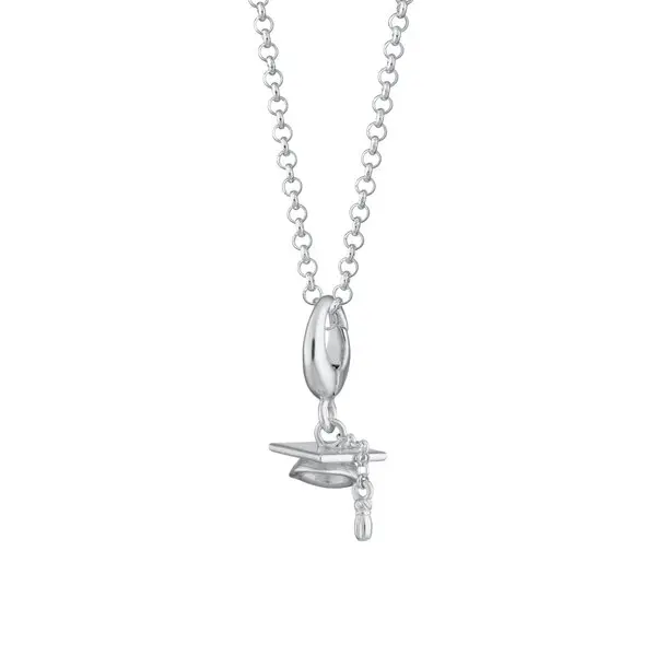 LILY CHARMED Sterling Graduation Hat Charm Necklace - Silver