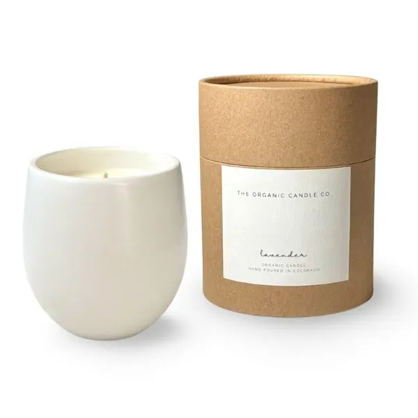 THE ORGANIC CANDLE CO. Organic Lavender Candle In Food-safe Ceramic - White