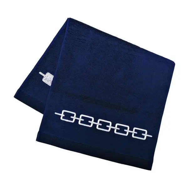 KM HOME COLLECTION Blue / White White Chain Embroidery Face Towel - Blue/white