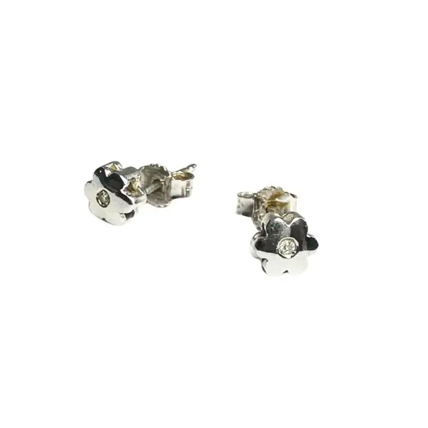 TG-JEWELLERY BY TAMARA GERVASIO Silver / White Flower Diamond Stud Earrings In White Gold - Silver/white