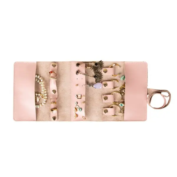 LEATHERE Leather Jewelry Roll Blush Florence - Pink