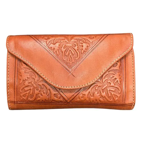 BERBER LEATHER Small Leather Tri-fold Purse Light - Brown