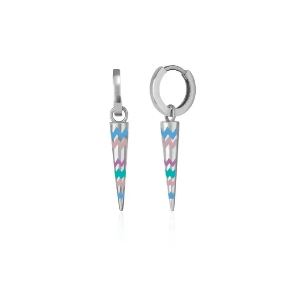 SPERO LONDON Rainbow Spike Sterling Drop Hoop Earrings - Silver
