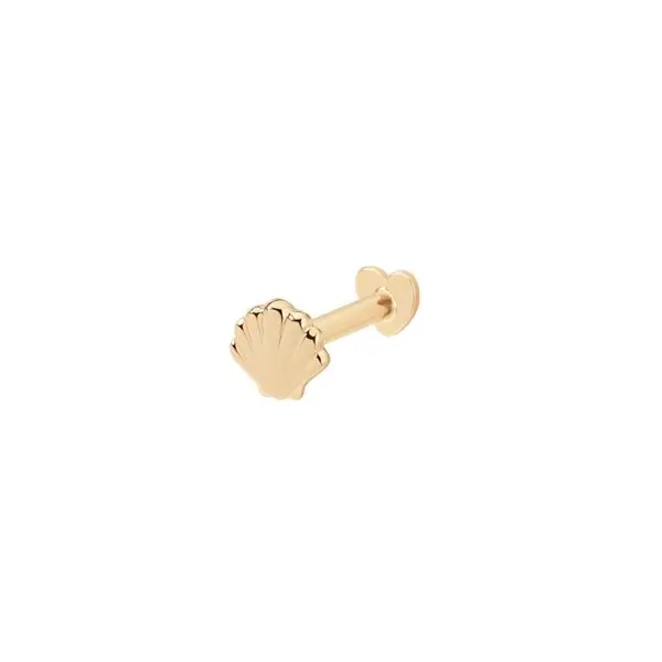 VANCHI 14k Solid Yellow Shell Flat Back Stud - Gold