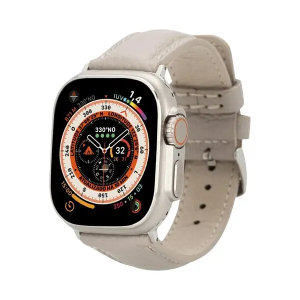 LEATHERE Apple Watch Cream Leather Strap Boston - Grey