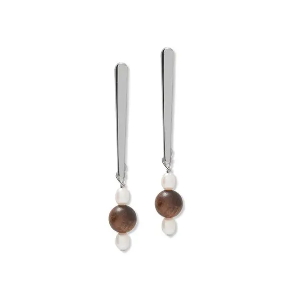 A WEATHERED PENNY Pearl & Wood Studs - Silver