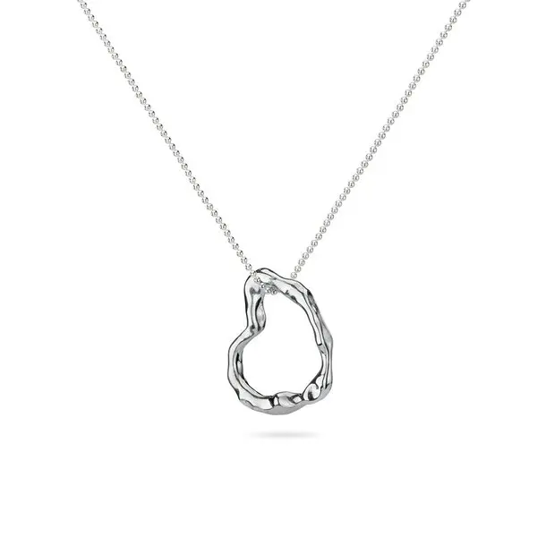 LULU AND BOO JEWELLERY Large Molten Heart Solid Sterling Necklace - Silver