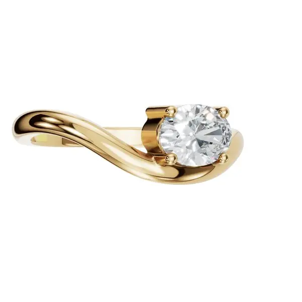 AYA FINE JEWELRY 0.45 Ctw Oval Cut Lab Diamond Solitaire Twist Ring In 14k Gold Modern Daily Wear Ring - Yellow