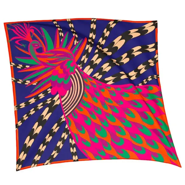 CREATURE MARSEILLE L'enchanteur Mulitcolore The Scarf In Silk And Cotton / Design In France Made In Italy - Blue