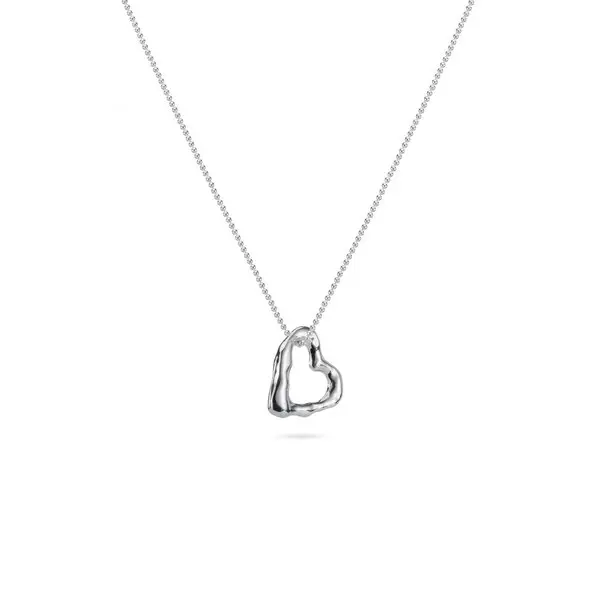 LULU AND BOO JEWELLERY Small Molten Heart Solid Sterling Necklace - Silver