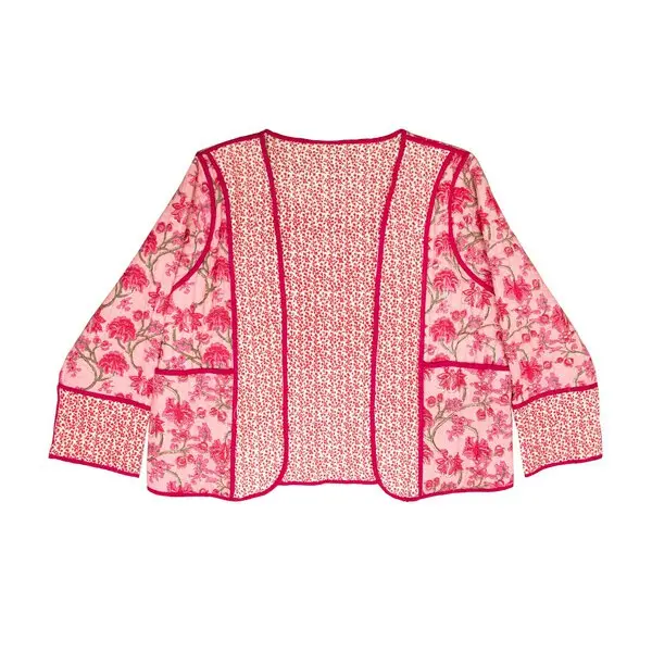 INARA Cherry Blossom Reversible Quilted Cotton Jacket - Red