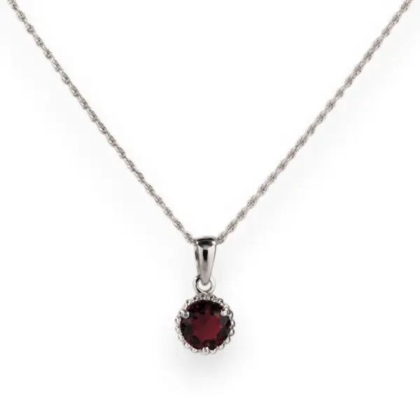 BELINDA JEWELZ Red / Silver Garnet Birthstone Charm Necklace - Red/silver