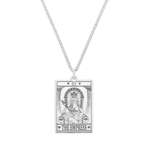 CARTERGORE Medium Sterling Silver “the Empress” Tarot Card Necklace - Gray