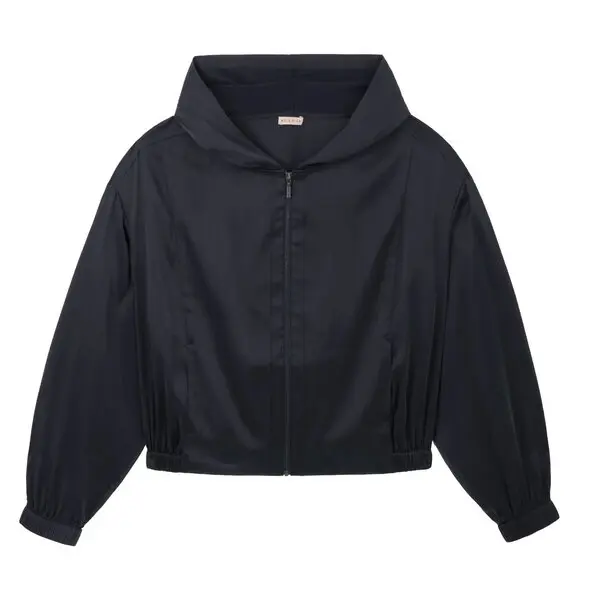 MAMU DREAM Washable Organic Stretch Silk Bomber Jacket - Black