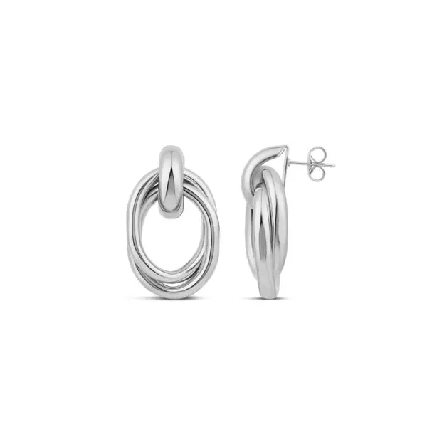 SHYMI Twisted Oval Drop Earrings - Silver