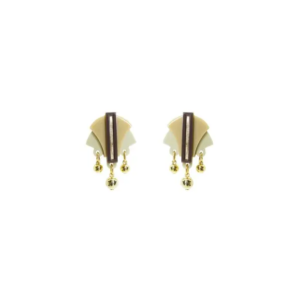 GISSA BICALHO Neutrals Acrylic Handmade Earring Oca Kahki - Yellow