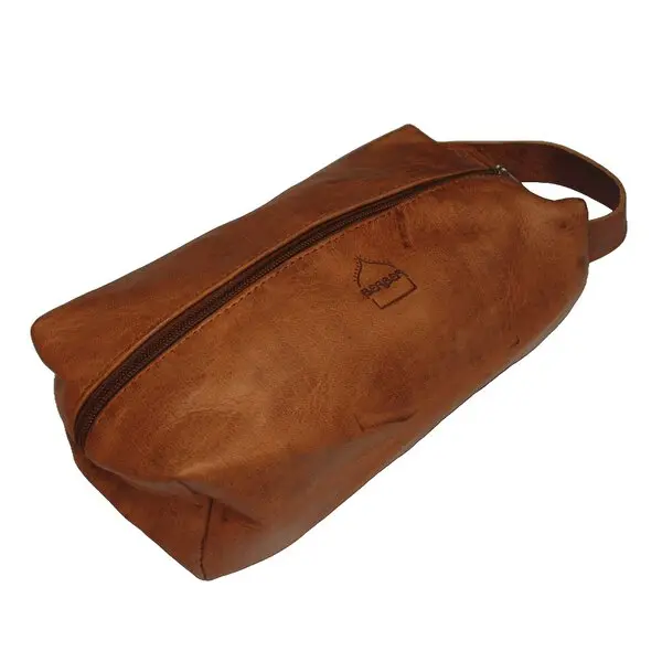 BERBER LEATHER Neutrals / Leather Wash Bag In Tan