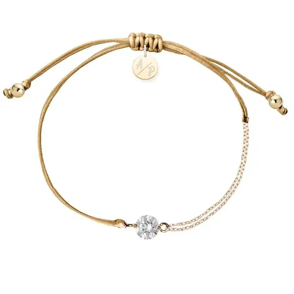 ADRIANA PAPPAS DESIGNS Cz Solitaire Bracelet On Colored Cord Caramel - Brown