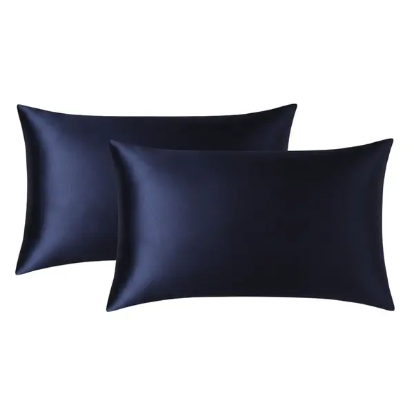 SILK AND BEARS Midnight Set Of Two Mulberry Silk Pillowcases – Pure Silk, Envelope Style - Blue