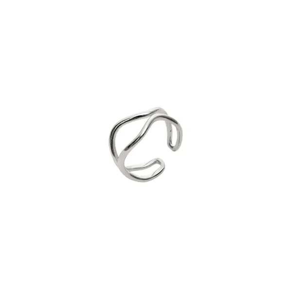 SPERO LONDON Wavy Lines Sterling Wave Ring - Silver