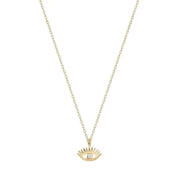 LINYA JEWELLERY Real Eye Necklace, Evil Eye Pendant, Mini Eye Charm, Eyelash Necklace, Minimalist Jewelry, Good Luck Protector Necklace - Gold