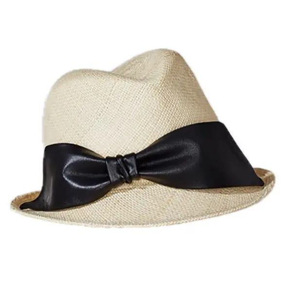 MISA HARADA MILLINERY Neutrals Sandy Natural Panama Straw Hat - Black