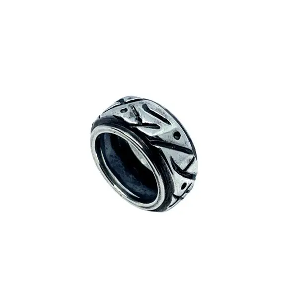TG-JEWELLERY BY TAMARA GERVASIO Silver / Black Abstract Chunky Band Ring – Bold Sterling Silver Statet - Silver/black