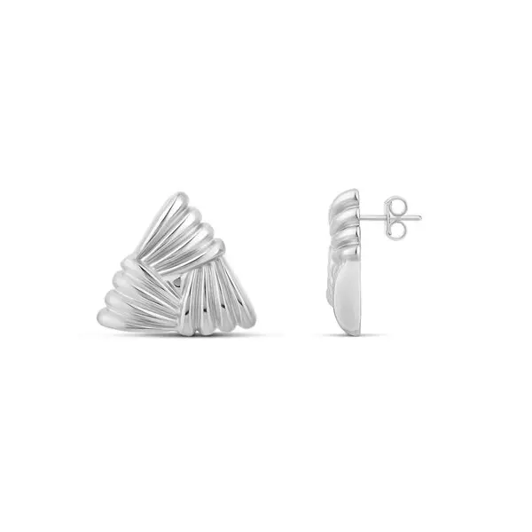 SHYMI Textured Triangle Statet Studs - Silver